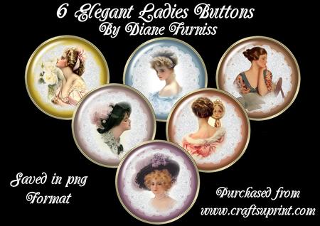 6 Elegant Ladies Buttons - CUP621422_174 | Craftsuprint