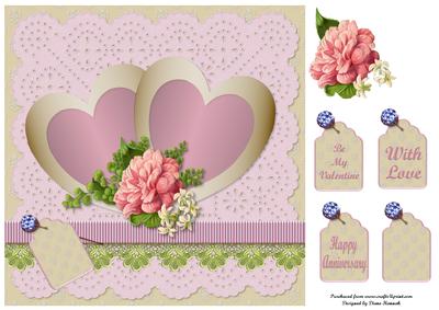 Double Hearts with Rose and Tags - CUP513948_874 | Craftsuprint