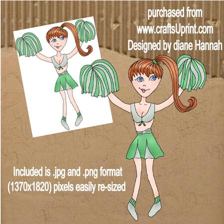 Cheer Digital Stamp Colored Green - CUP589634_874 | Craftsuprint