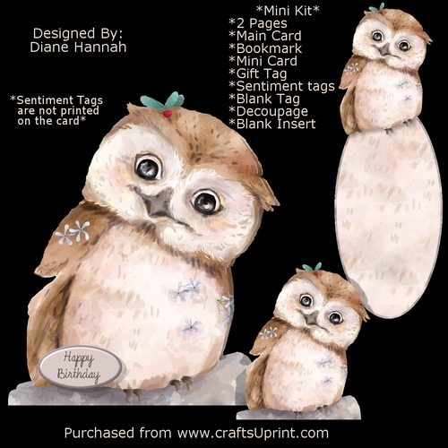 Baby Owl Shape Card - CUP910631_874 | Craftsuprint