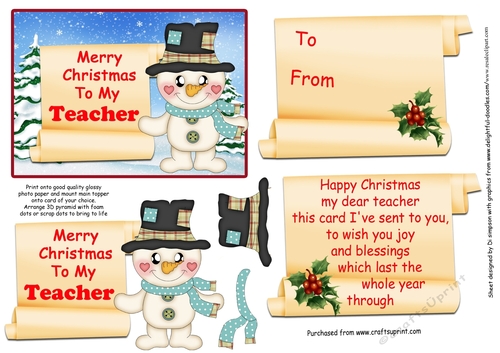 Merry Christmas to my teacher #8 - Snowman-5 x 4 - CUP1010623_986 ...