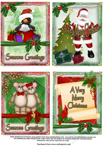 4 Christmas Toppers/ Santa, teddies and xmas penguin - CUP1014723_986 ...