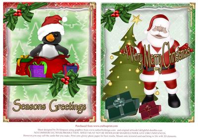 2 Lovely Christmas Toppers-santa-penguins - CUP351082_986 | Craftsuprint