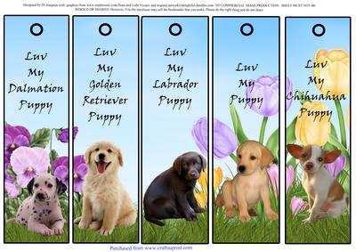 5 Very Cute Puppy Bookmarks - CUP511132_986 | Craftsuprint