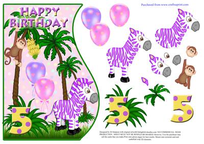 5th Birthday- Jungle Topper for Little Girl - CUP540728_986 | Craftsuprint