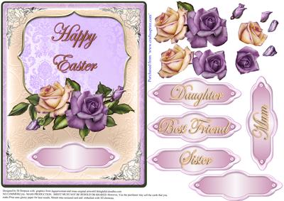 Happy Easter with Roses 1 - CUP673053_986 | Craftsuprint