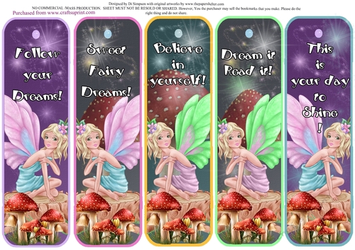 5 Beautiful Fairy Bookmarks with Sayings - CUP716149_986 | Craftsuprint