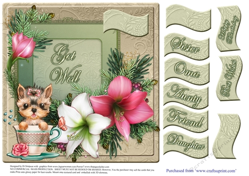 Lovely Yorkie #1 -Get Well - CUP762605_986 | Craftsuprint