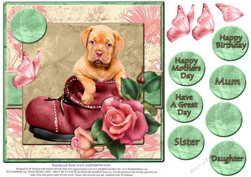 Beautiful Puppy in a Boot for Mothers Day #2 - CUP782256_986 | Craftsuprint