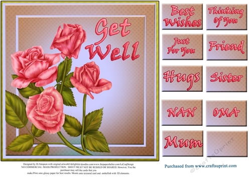 Beautiful Floral Get Well topper #1 - CUP784870_986 | Craftsuprint