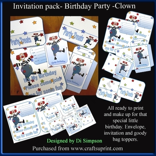 Invitaton Pack - Birthday Party clowning around#2 - CUP945287_986 ...