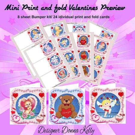 24 Valentines Mini Print and Fold Cards - CUP658093_2248 | Craftsuprint