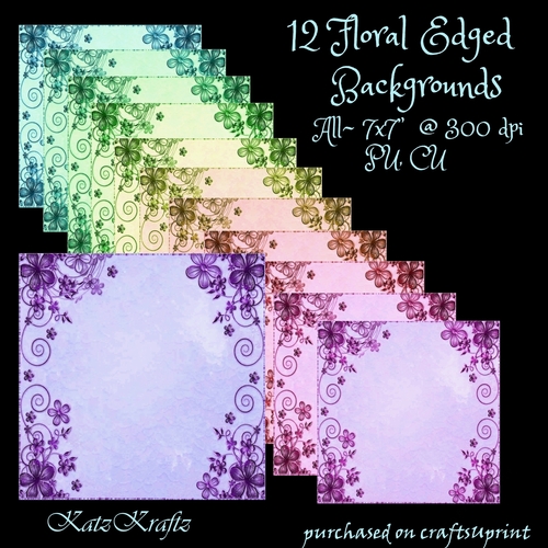 12 Floral Edged Backgrounds - CUP872846_2248 | Craftsuprint