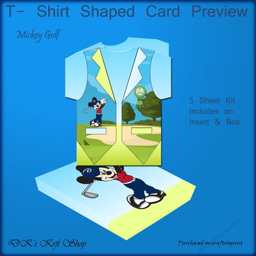 T-Shirt Shaped card Mickey Golf - CUP969733_2248 | Craftsuprint