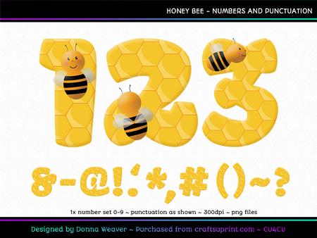 Cu4cu Honey Bee Numbers and Punctuation - CUP649585_2311 | Craftsuprint