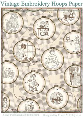 Vintage Embroidery Hoops Sewing Backing Paper - CUP317374_503 ...