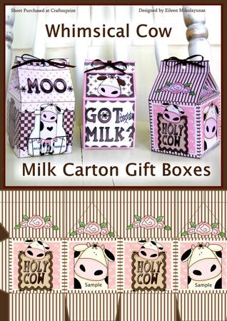 Whimsical Cow Milk Carton Favor/ Gift Boxes - CUP337081_503 | Craftsuprint