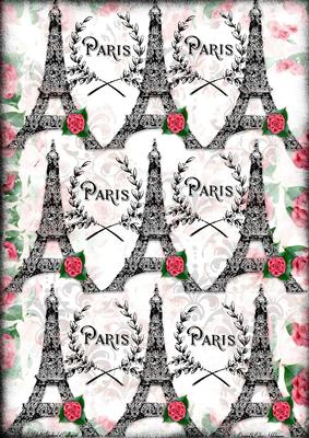 Paris Chic Roses Eiffel Tower Backing Paper - CUP340279_503 | Craftsuprint