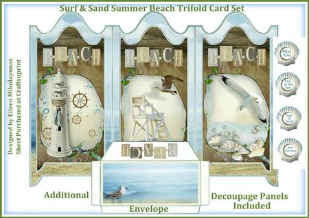 Surf & Sand Summer Beach Trifold Screen Card with Decoupage - CUP434130 ...