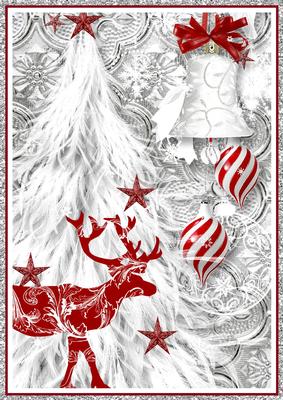 Traditional Red & Silver Christmas Backing Background Paper - CUP469118 ...