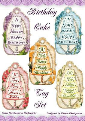 Happy Birthday Cake Tag Set - CUP536824_503 | Craftsuprint