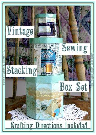Vintage Sewing Stacking Boxes Set - CUP544334_503 | Craftsuprint
