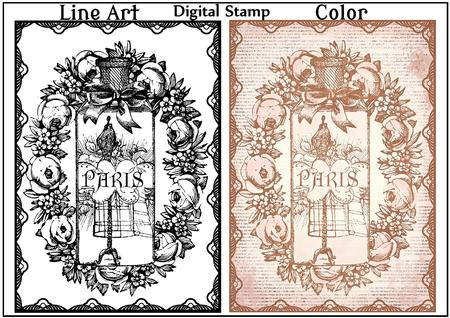 Paris Perfume Bottle Digital Stamp Set - Line Art & Color - CUP556032 ...