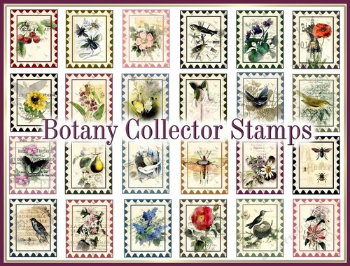Botany Collector Vintage Set of 24 Stamps for Embellishments ...