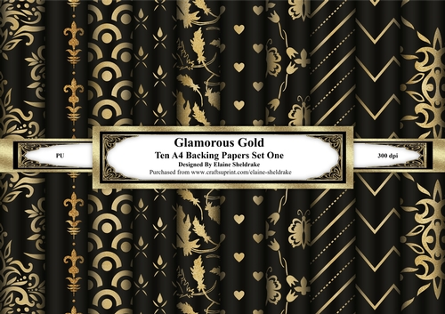 Glamourous Black And Gold - Ten A4 Backing Papers - Set One ...