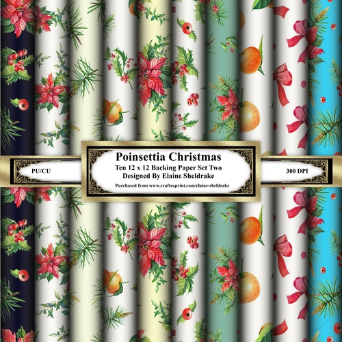 Poinsettia Christmas - Ten 12 x 12 Papers - Set One - CUP1009465_604 ...