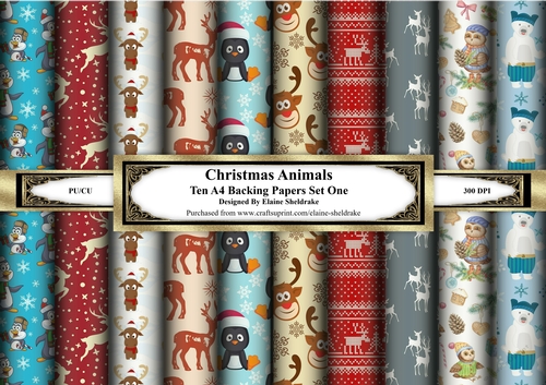 Christmas Animals - Set One - Ten A4 Backing Papers - CUP1016511_604 ...