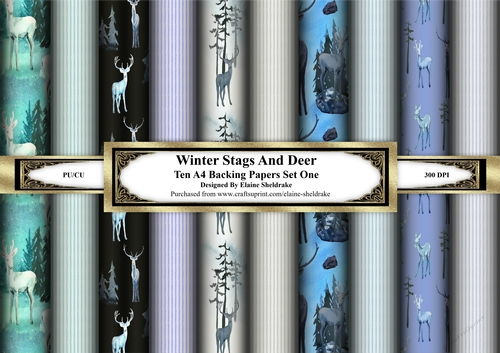 Winter Stags And Deer - Set One - Ten A4 Backing Papers - CUP1016518 ...
