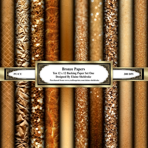 Bronze Textured Backing Papers - Ten Sheets of 12 x 12 Set One ...