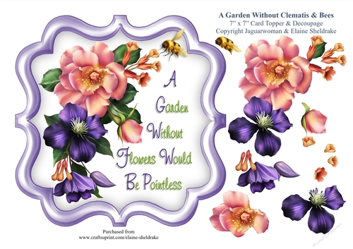 A Garden Without Clematis Flowers Would Be Pointless - 7 x 7 Card ...