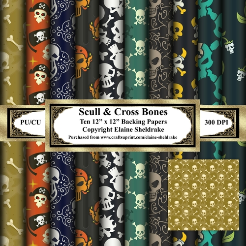 Skull & Bones - Ten Sheets of 12 x 12 Backing Papers Set One ...