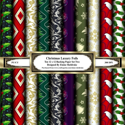 Luxury Christmas Foils - Set One - Ten Sheets Of 12 x 12 Backing Papers ...