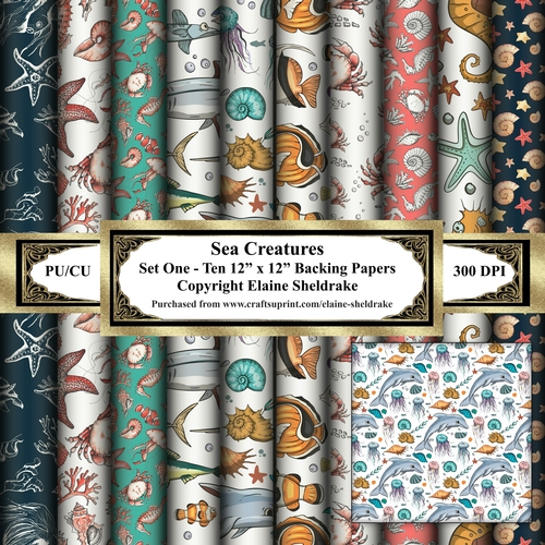 Sea Creatures - Set One - Ten 12 x 12 Backing Papers - CUP1046186_604 ...