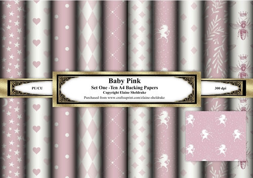 Baby Pink - Set One - Ten Sheets Of A4 Backing Papers - CUP1049167_604 ...