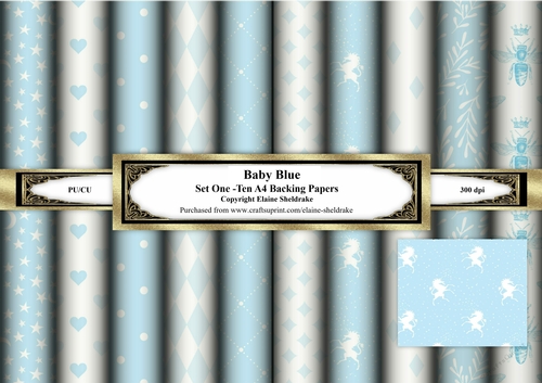 Baby Blue - Set One - Ten Sheets Of A4 Backing Papers - CUP1049168_604 ...