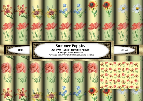 Summer Poppies Set Two - Ten A4 Backing Papers - CUP1066749_604 ...