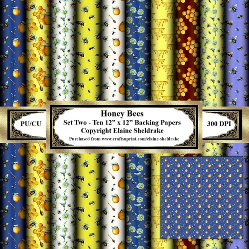 Honey Bees - Set Two - Set Of Ten 12 x 12 Backing Papers - CUP1068141 ...