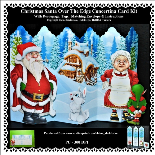 Christmas Santa - Mrs Santa And Naughty Elf - Over the Edge Concertina ...