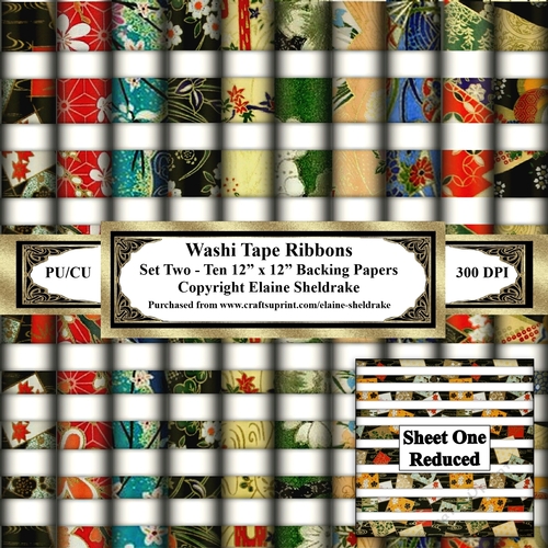 Japanese Washi Paper Ribbon Tapes - Set Two - Ten Sheets Of 12 x 12 ...