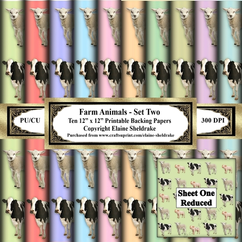 Farm Animals - Set Two - Ten 12 x 12 Printable Sheets Of Backing Paper ...