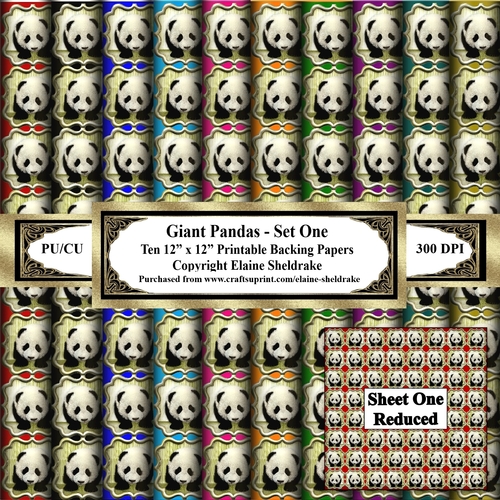Giant Pandas - Set One - Ten 12 x 12 Printable Backing Papers ...