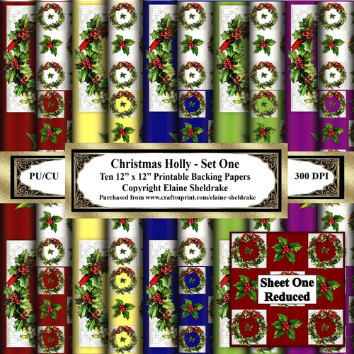 Christmas Holly - Set One - Ten 12 x 12 Printable Sheets Of Paper ...