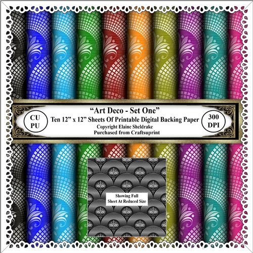Printable Art Deco - Set One - Ten 12 x 12 Sheets Of Backing Papers ...