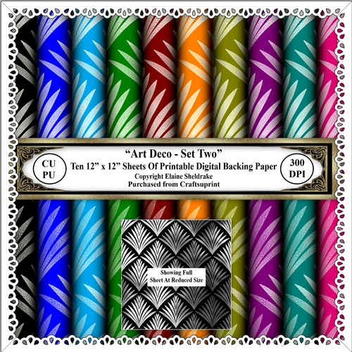 Printable Art Deco - Set Two - Ten 12 x 12 Sheets Of Backing Papers ...
