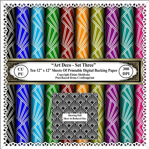 Printable Art Deco - Set Three - Ten 12 x 12 Sheets Of Backing Papers ...
