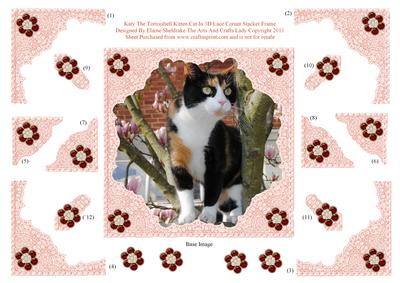 Katy the Tortoishell Kitty Cat 3D Lace Corner Stacker Frame - CUP195463 ...